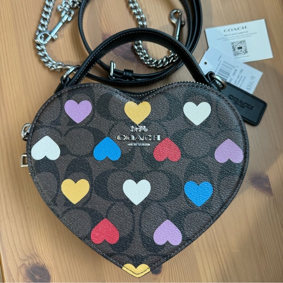 Coach | Bags | Coach Heart Crossbody In Signature Canvas With Heart ...